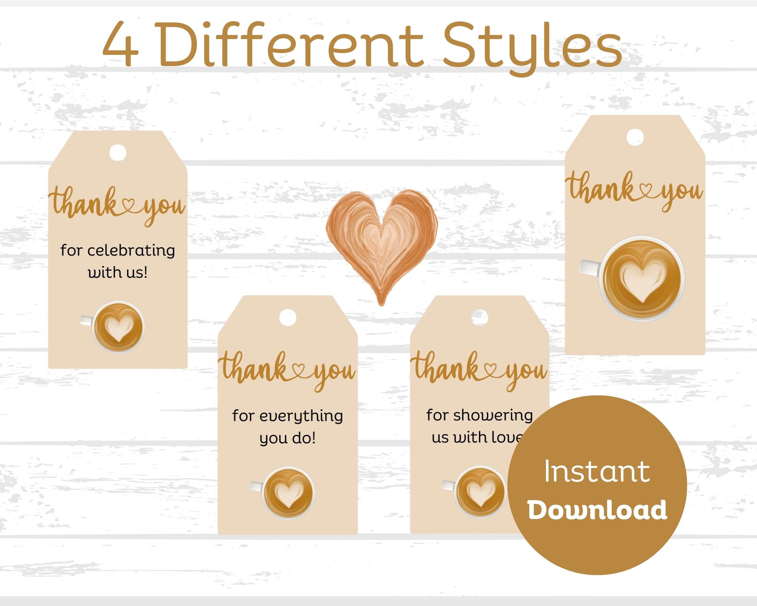 Coffee Themed Gift Tags Thank Yous Coffee Themed Favor Baby Shower ...