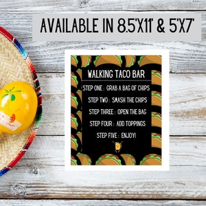 Walking Taco Bar Sign Cinco De Mayo Decor Taco Tutorial Fiesta ...