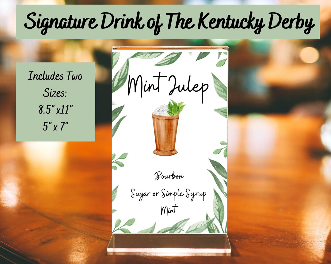 Signature Drink of the Kentucky Derby Mint Julep, Mint Julep Sign, Two ...