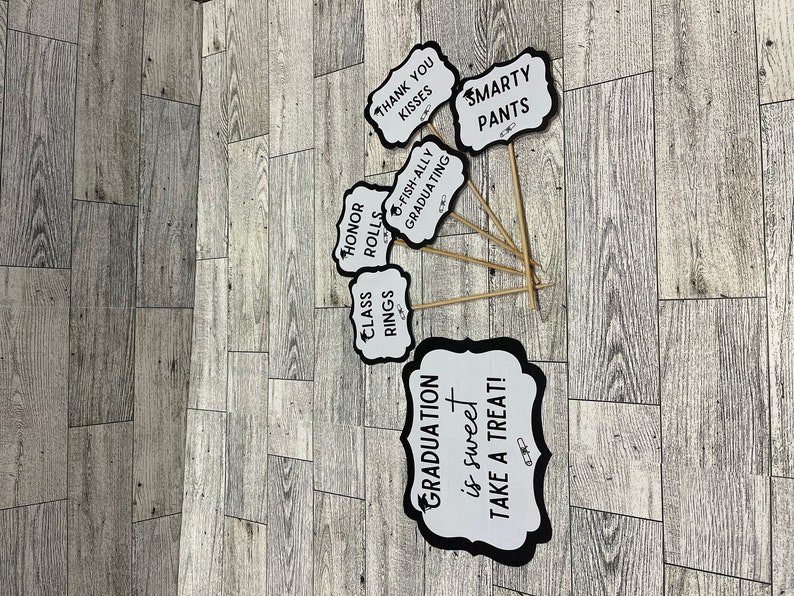 Graduation Candy Table, Graduation Table Signs, Graduate is Sweet Take ...