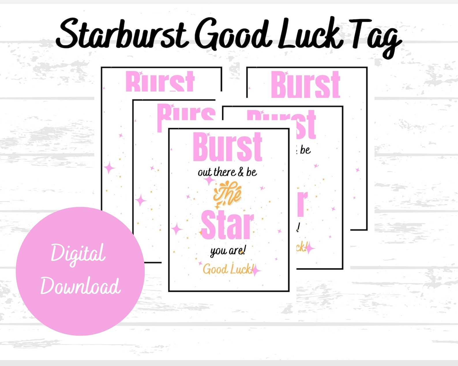 Good Luck Tag Starburst Candy Pun Motivational Gift for Encouragement ...