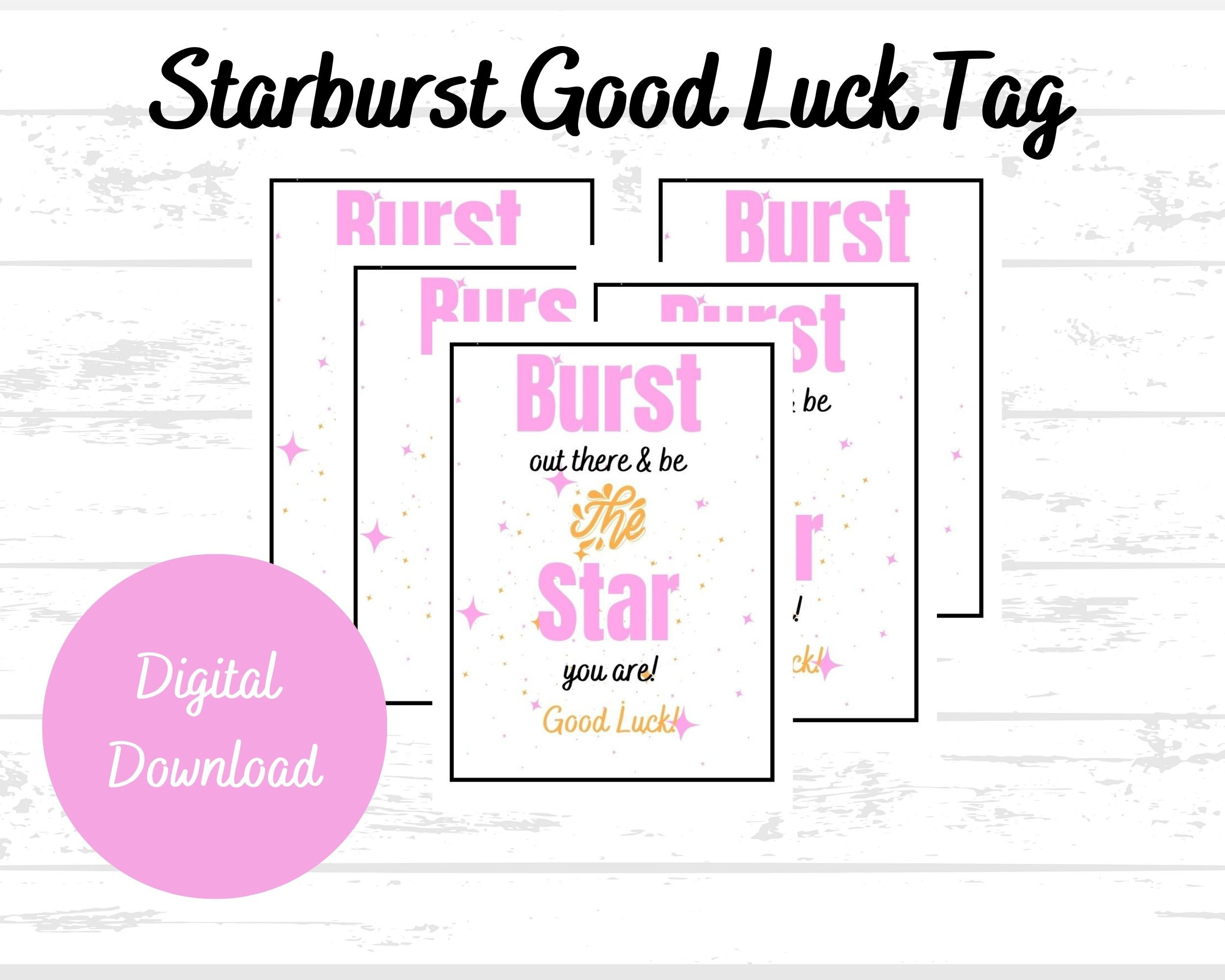Good Luck Tag Starburst Candy Pun Motivational Gift for Encouragement ...