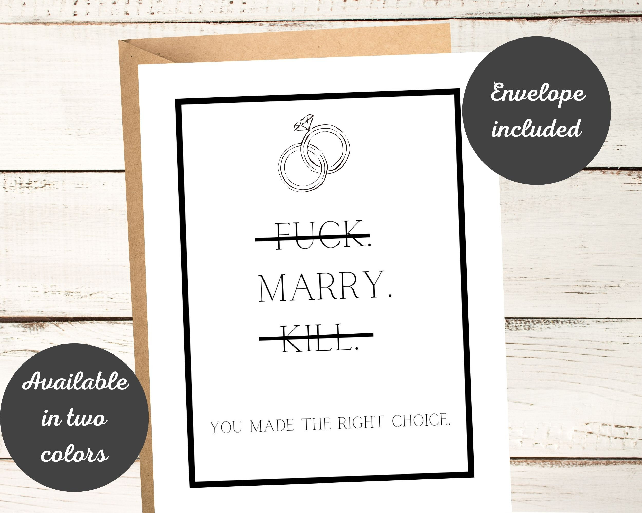 Wedding Card, Bridal Shower Card, Minimalist Card, Swearing Card, Funny ...