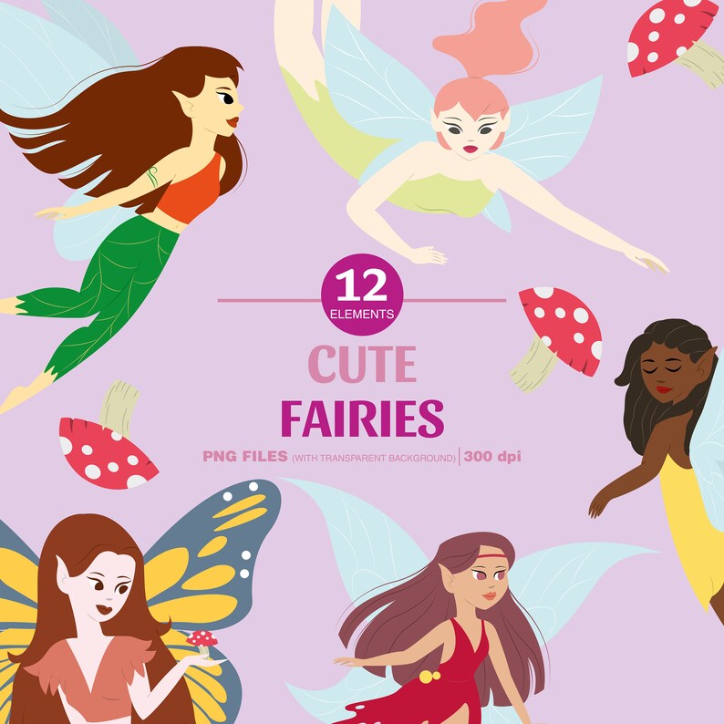 Clipart Cute Fairies Clipart Fairy Tale Clipart Fairy Tale - Etsy