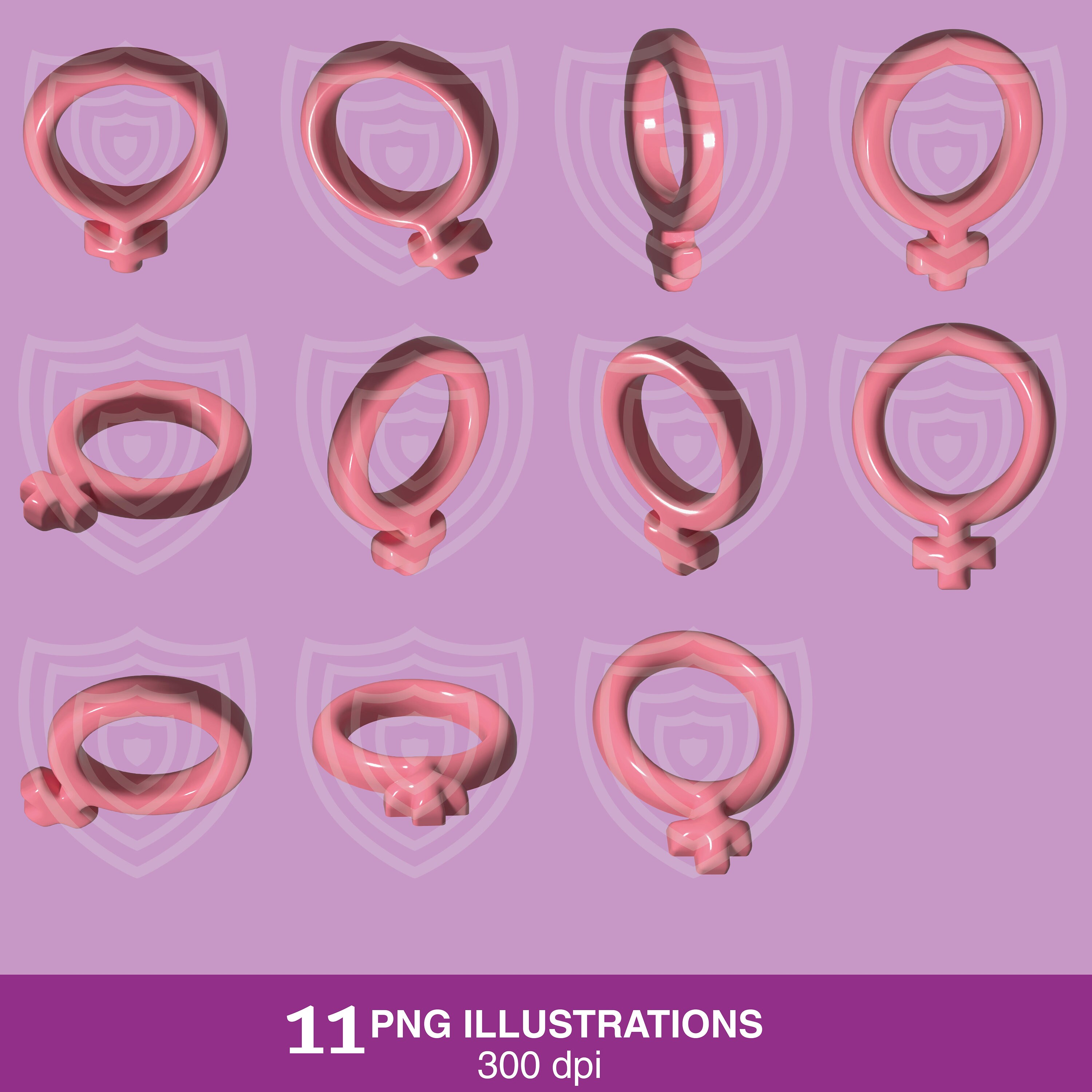 Clipart. Cute Female Gender Signs. 3D Style. PNG - Etsy