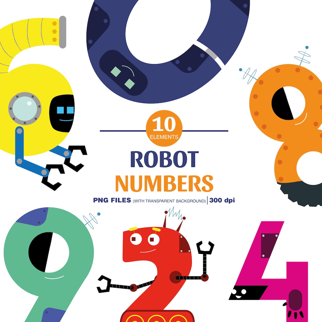 Clipart Clipart of Cute Robot Numbers - Etsy