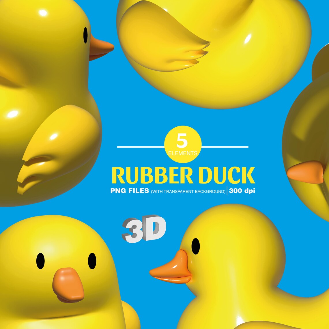 Clipart. Rubber Duck Set in Different Angles. 3D Style. PNG - Etsy