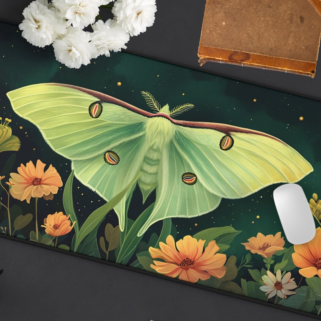 Luna Moth Cottagecore XL Desk Mat - Etsy