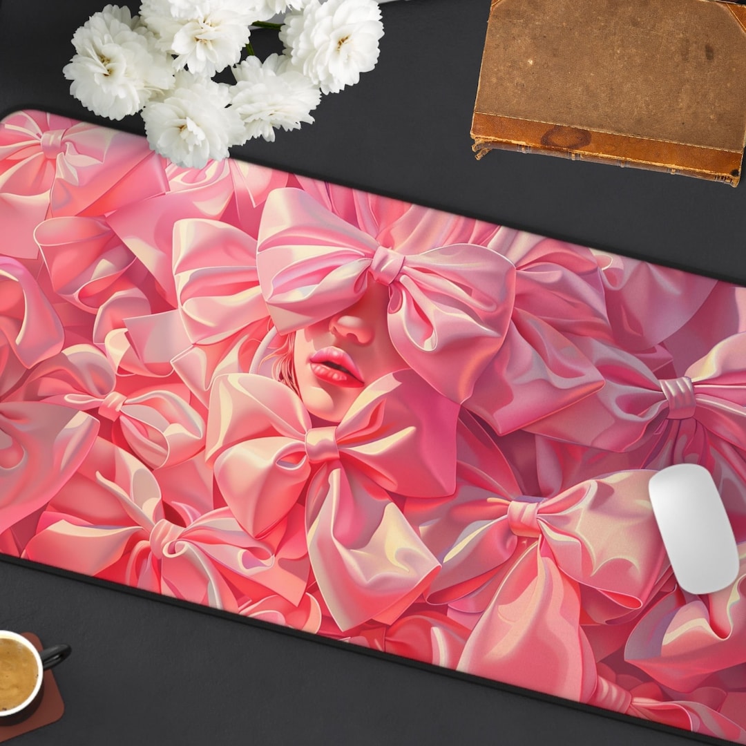 Desk Mat Coquette Pink Bows Balletcore Mouse Pad - Etsy