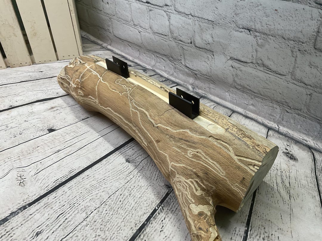 Glass Artwork Wooden Stand, Live Edge Style Hickory Limb - Etsy