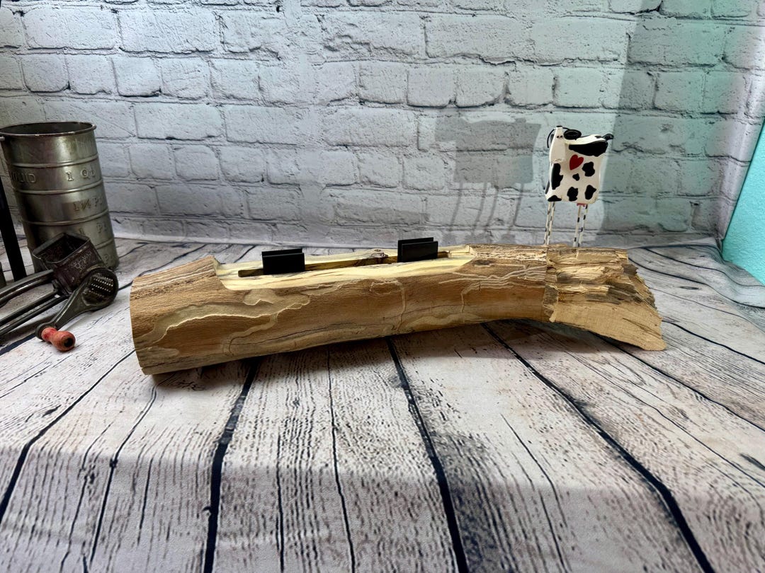 Glass Artwork Stand, Live Edge Style Hickory Limb - Etsy