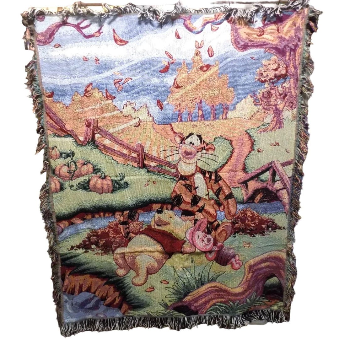 Disney's Tigger, Pooh and Piglet Enjoying Fall Woven Tapestry Throw ...