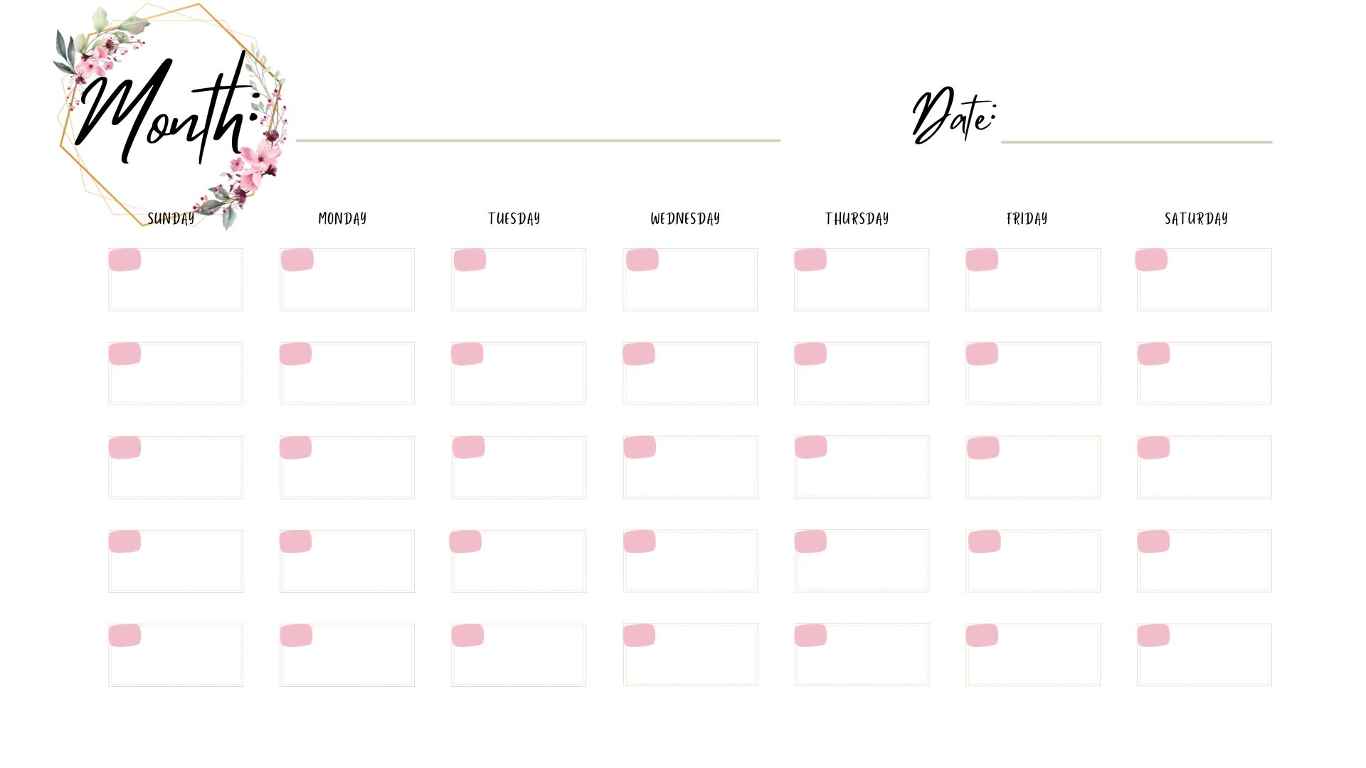 Printable Digital Download Perpetual Blank Calendar | Farmhouse ...