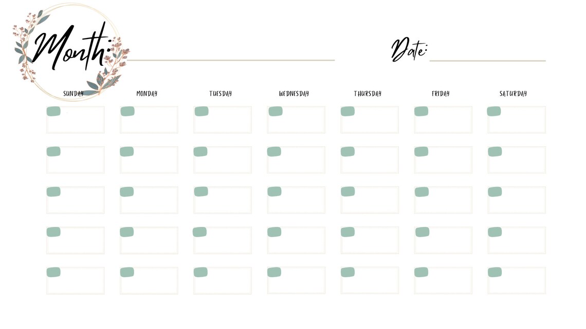 Printable Digital Download Perpetual Blank Calendar | Farmhouse ...