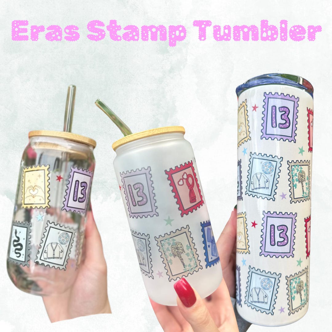 Taylor Swift Eras Stamp 16oz Glass Tumbler Cup/the Eras Stamp 18.5oz ...