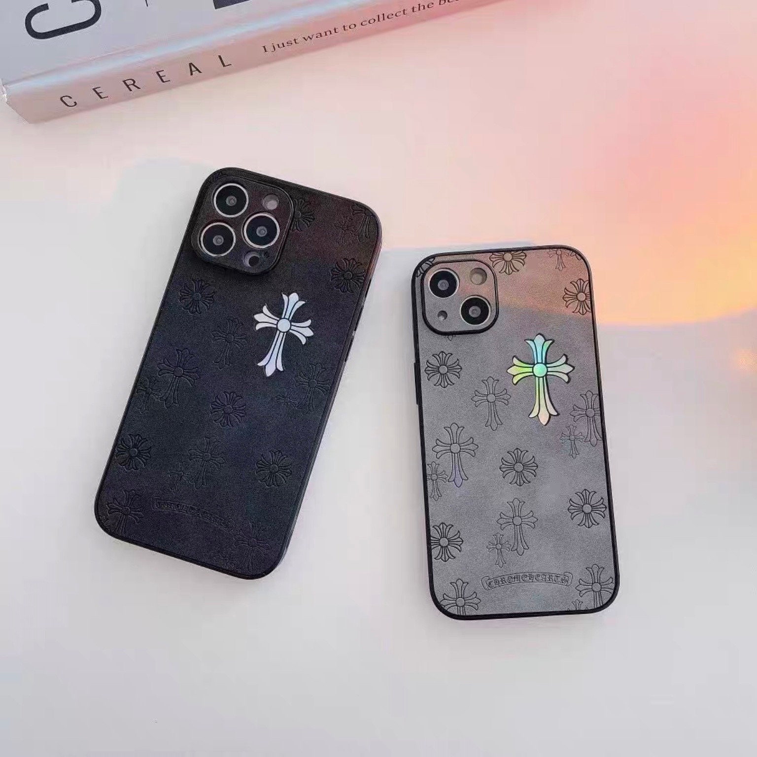 Suede Reflective Chrome Hearts Cross Case for iPhone - Etsy