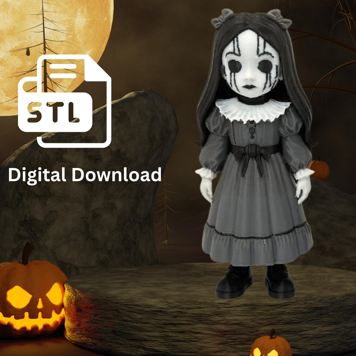 Creepy Devil Doll 3D Print STL File | Horror Halloween Decor (digital ...