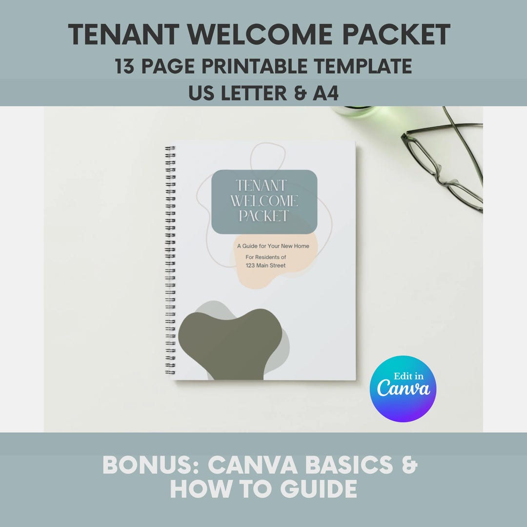 Tenant Welcome Packet Template Blue| Landlord Rental Move-in Guide ...