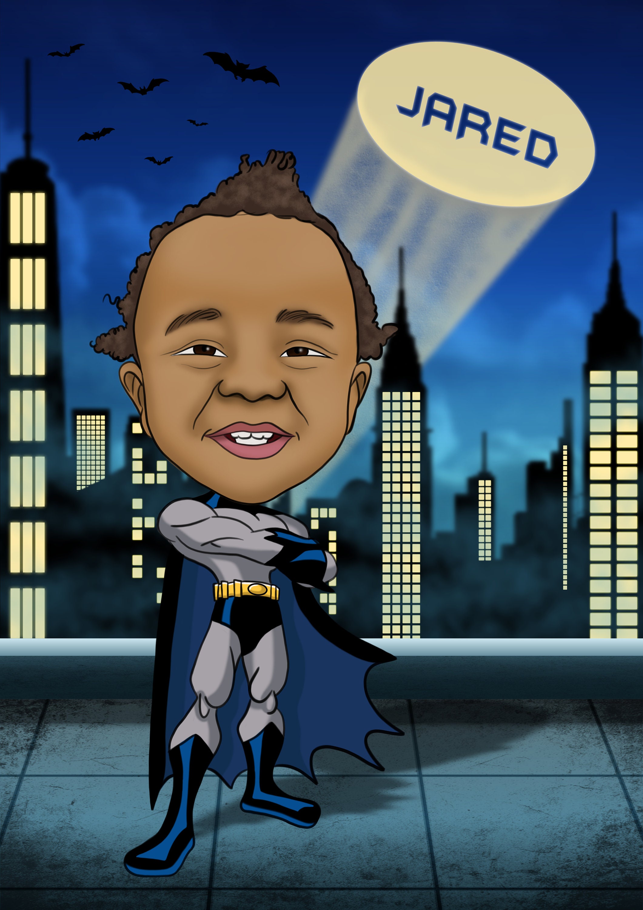 Batman Caricature A4 Print - Etsy