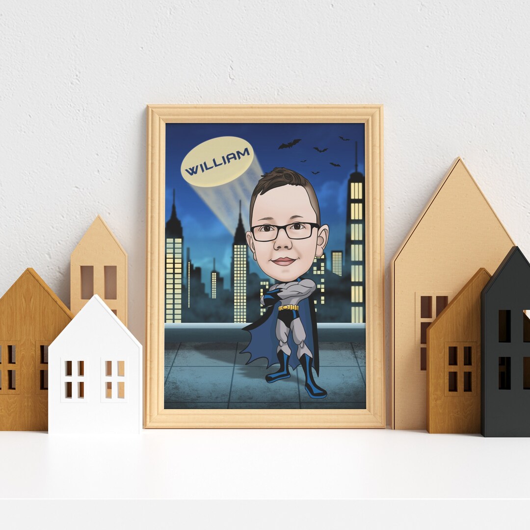 Batman Caricature A4 Print - Etsy