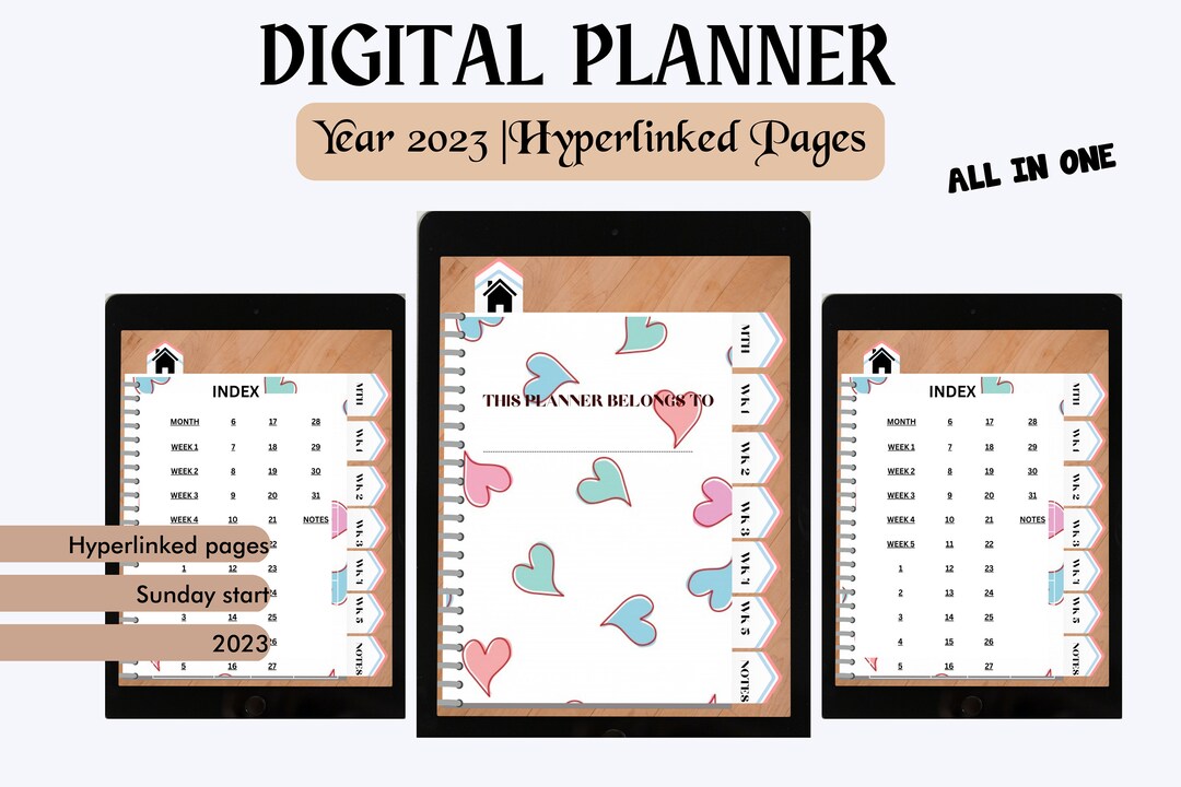 2023 Digital Planner, All in One Digital Planner, Hyperlinked Planner ...