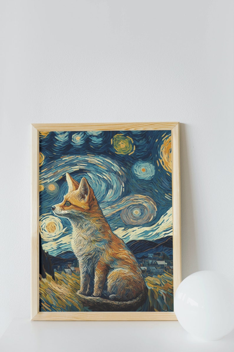 Stargazing Fox, AI Generated Art, Fox SVG Fox in the Moon, Fox Artwork ...