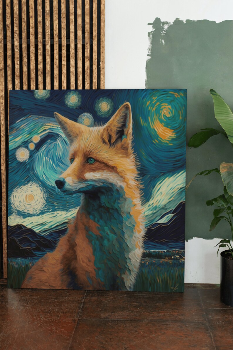 Stargazing Fox, AI Generated Art, Fox SVG Fox in the Moon, Fox Artwork ...