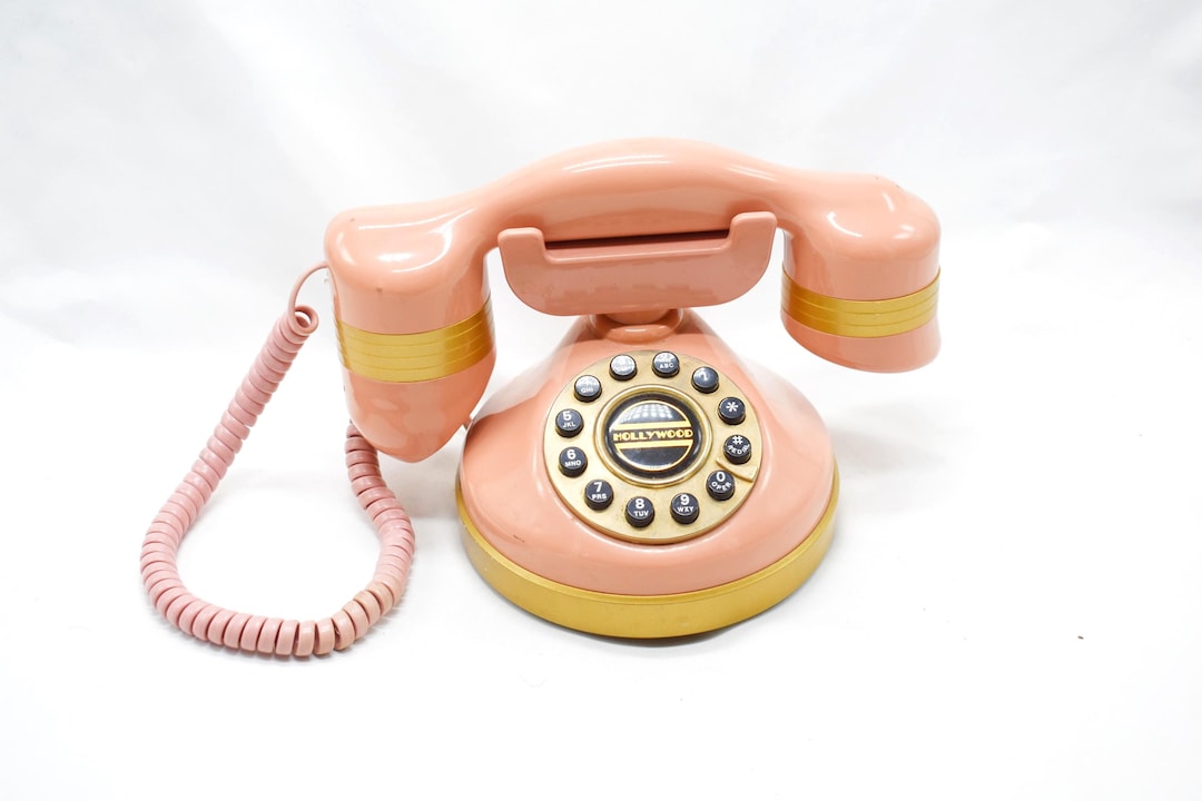 Vintage Dusty Pink & Gold Princess Telephone - Columbia Tel-com Push ...
