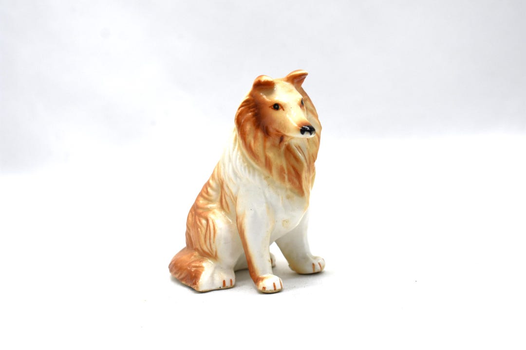 Vintage Collie Dog Bone China Figurine (small) - Mahogany Sable & White ...