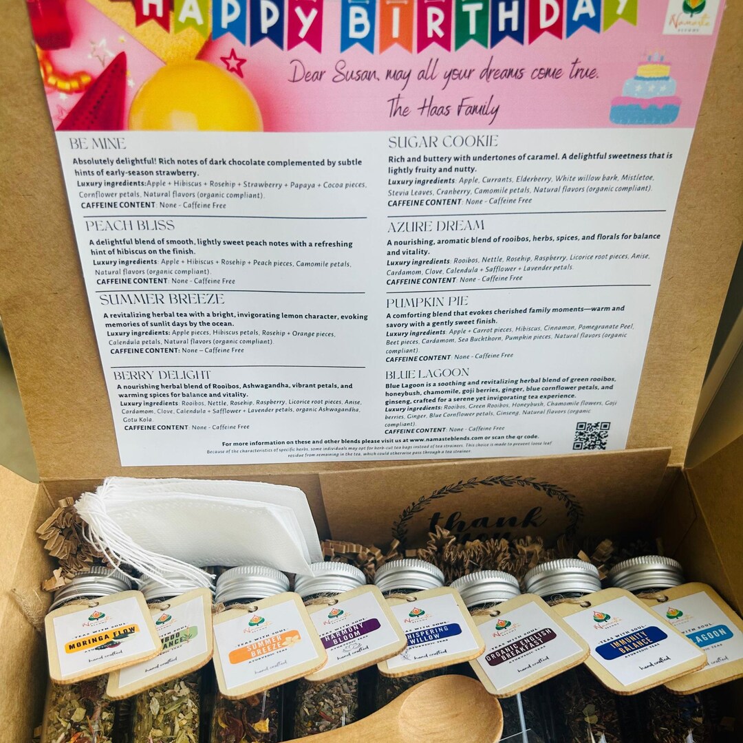 Custom Tea Sampler Box Personalized Tea Gift Birthday Tea Gift Set ...
