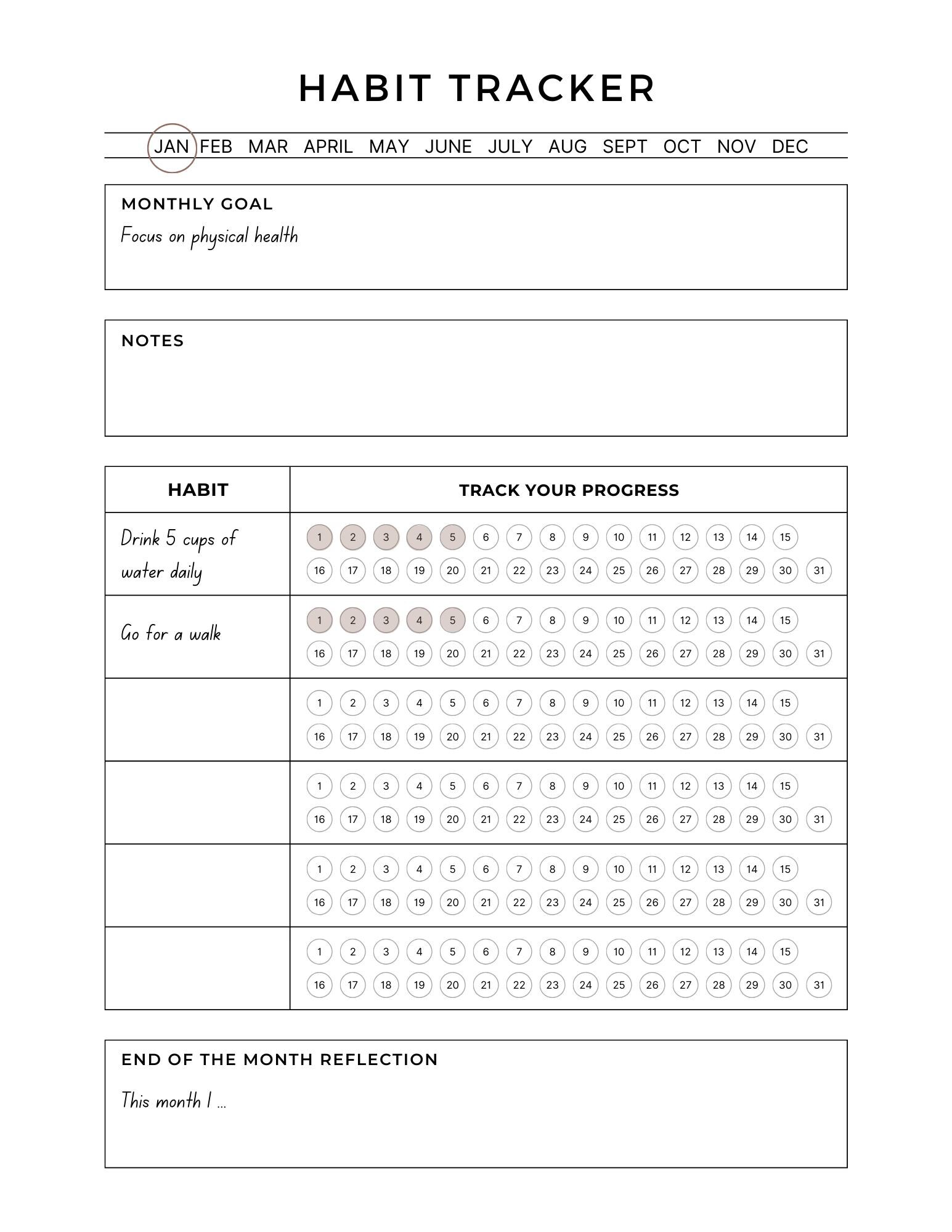 Habit Tracker Digital Habit Tracker, Printable Habit Tracker - Etsy