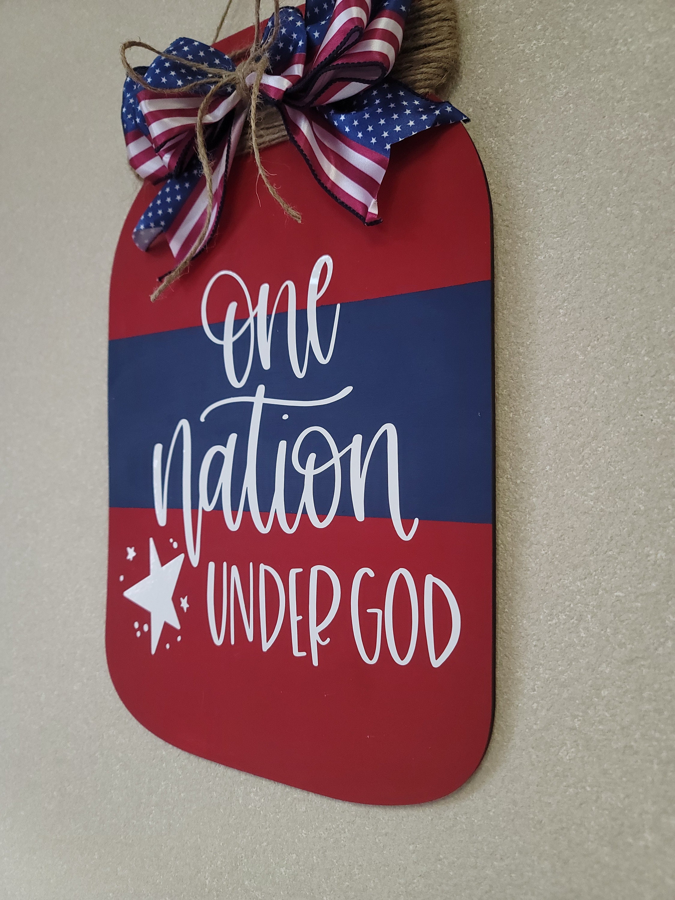 One Nation Under God Mason Jar Sign USA Welcome Sign - Etsy