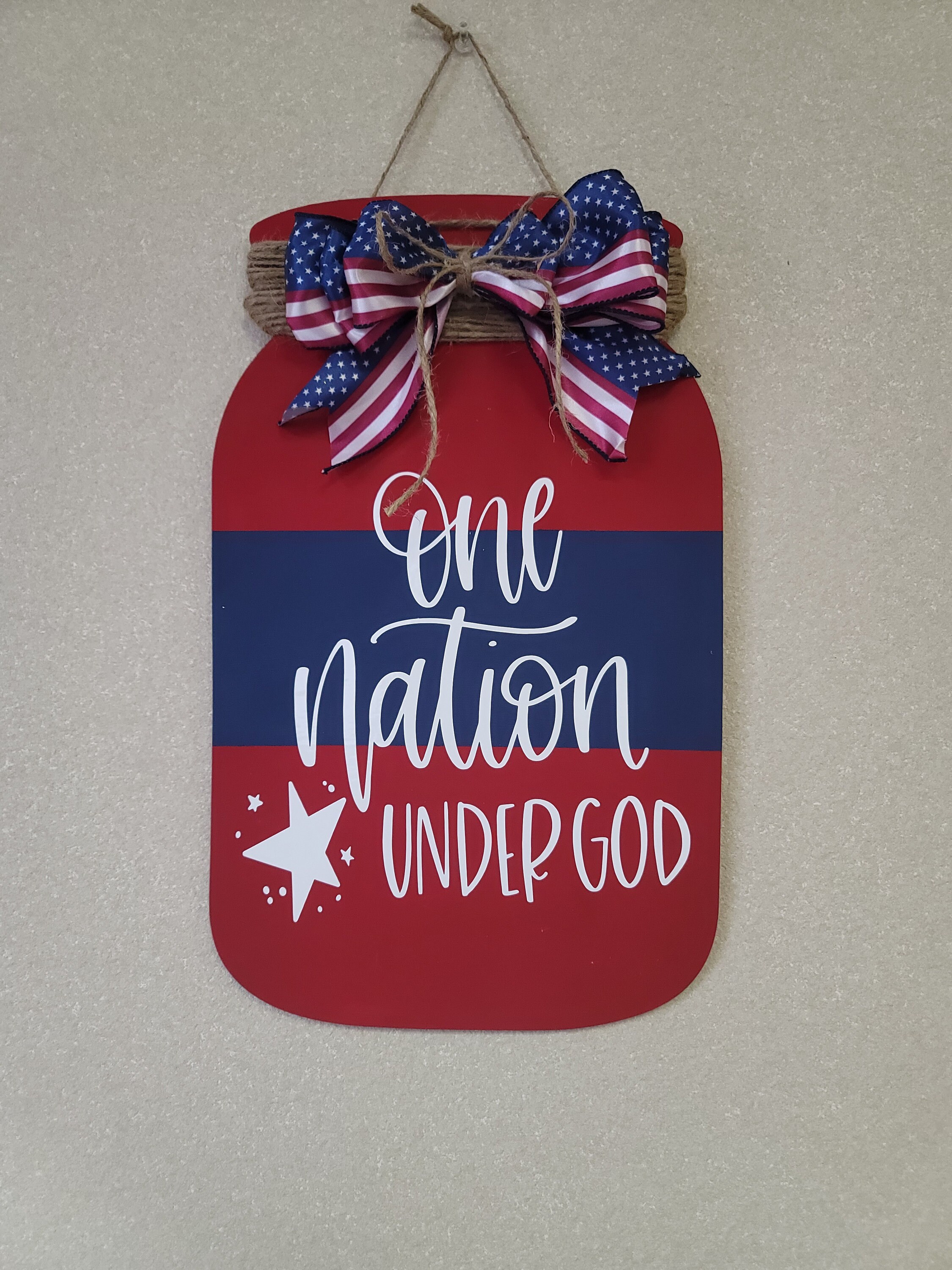 One Nation Under God Mason Jar Sign USA Welcome Sign - Etsy