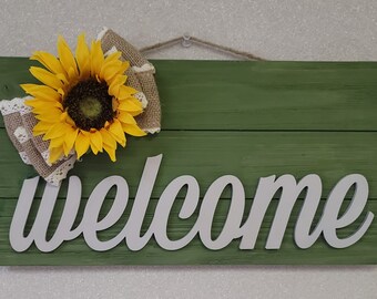 Welcome Sign Sunflower Sign Shiplap Sign Black and White - Etsy