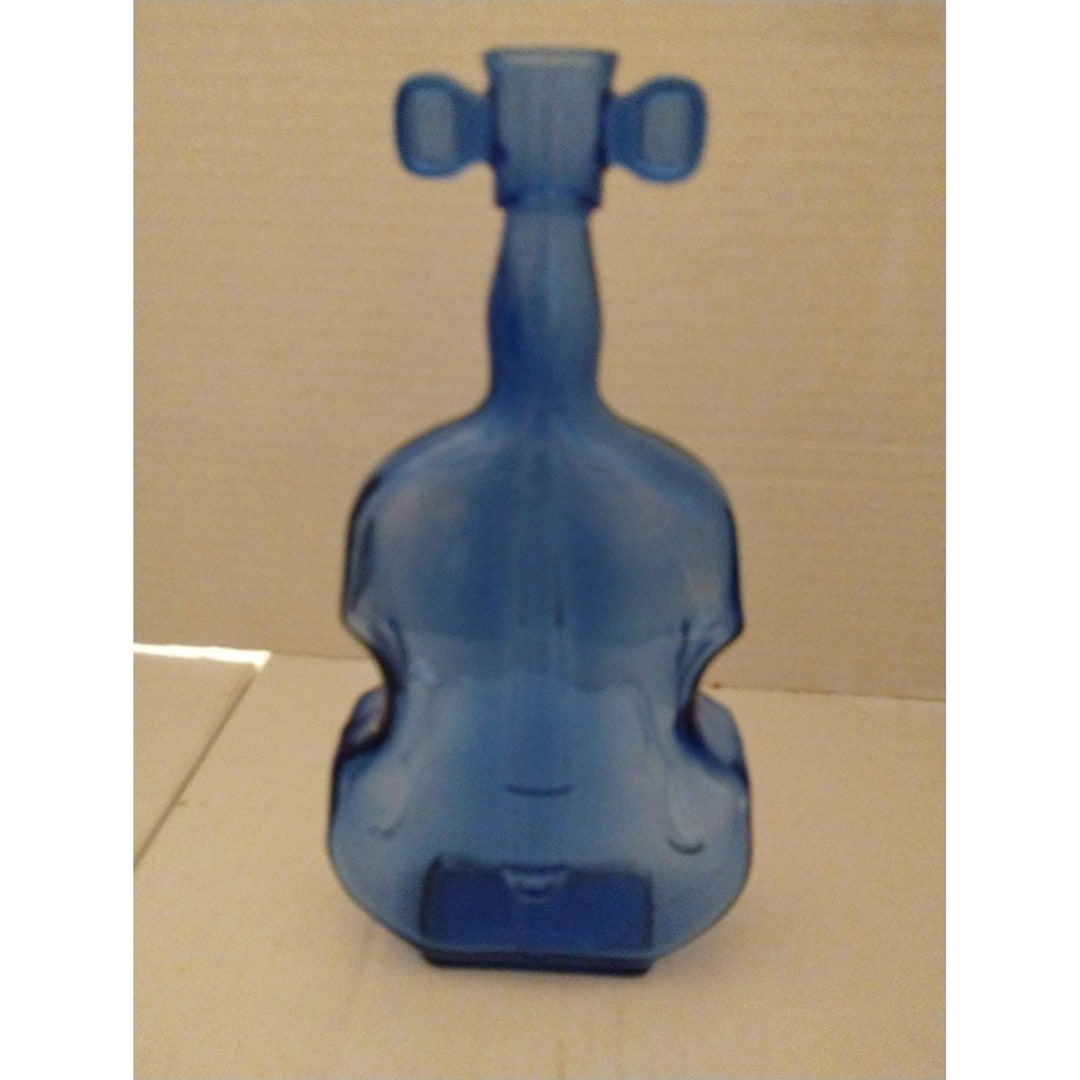 Cobalt Blue Glass Violin Fiddle Shaped Bottle Vase 8" Cello Decanter - Etsy