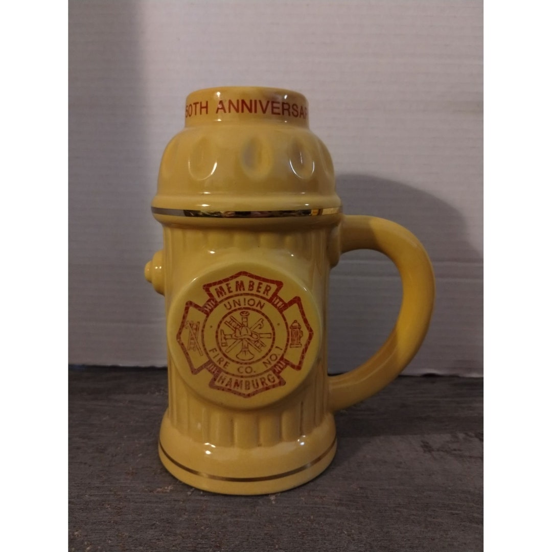 Firefighter Mug Stein Fire Co Hydrant PA Hamburg Member Union Gold ...