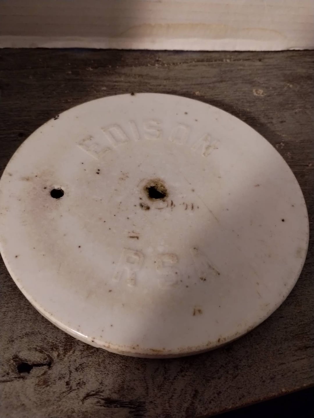 Antique Thomas A Edison 7" Round Porcelain Lid for Glass Primary ...