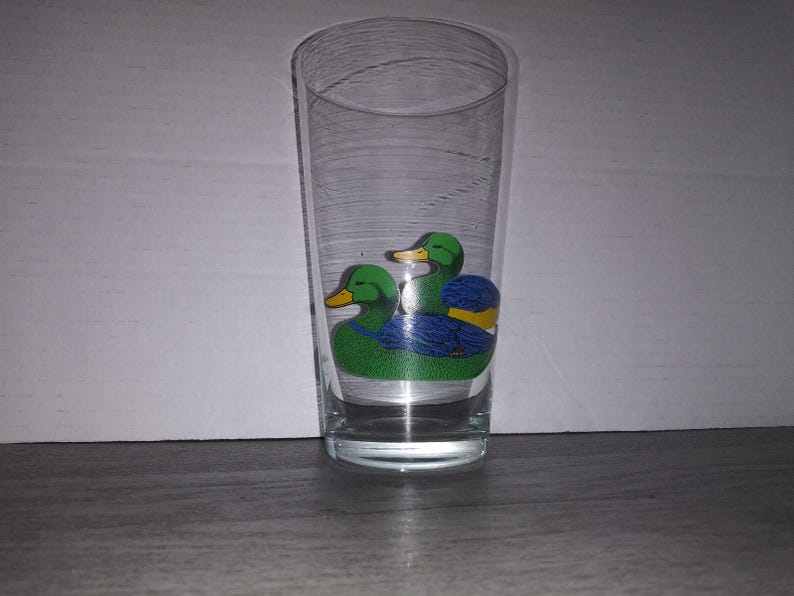 Green, Blue, and Yellow Duck Drinking Glass - Etsy