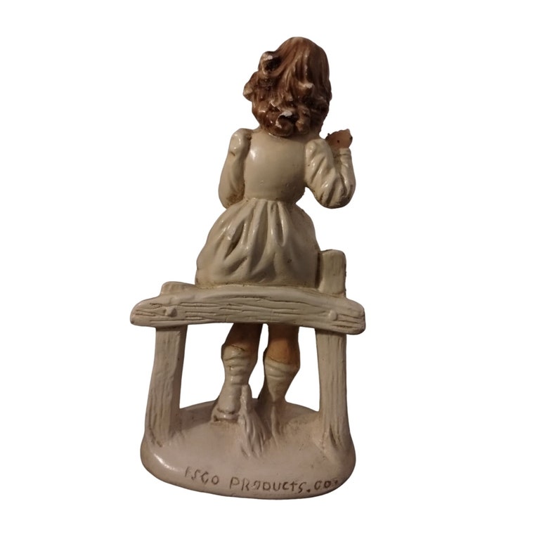 Esco Production Co. 1970s Chalkware Girl With Violin on Fence Figurine ...