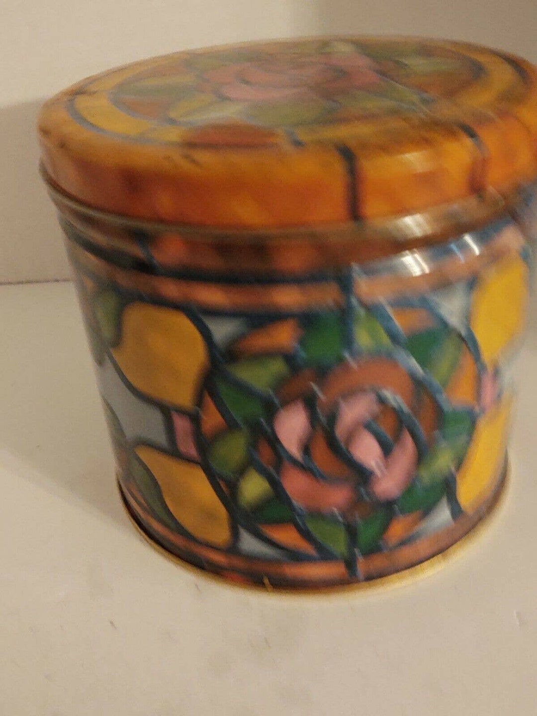 5" Stain Glass Rose Tin Container - Etsy