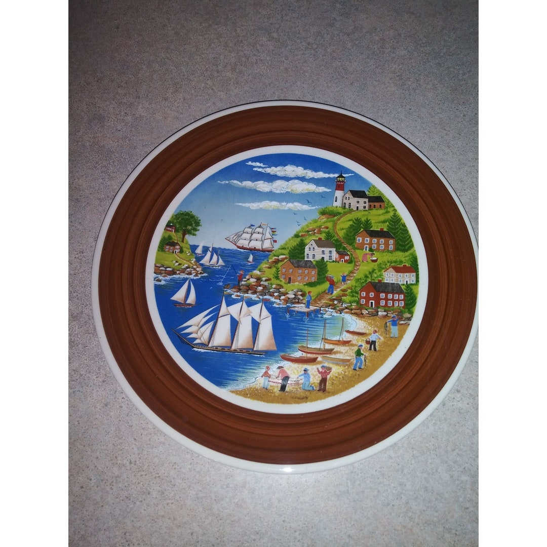 M Calzette Maritime Scene Table Lite Vitrified Walker China by Jeanette USA - Etsy