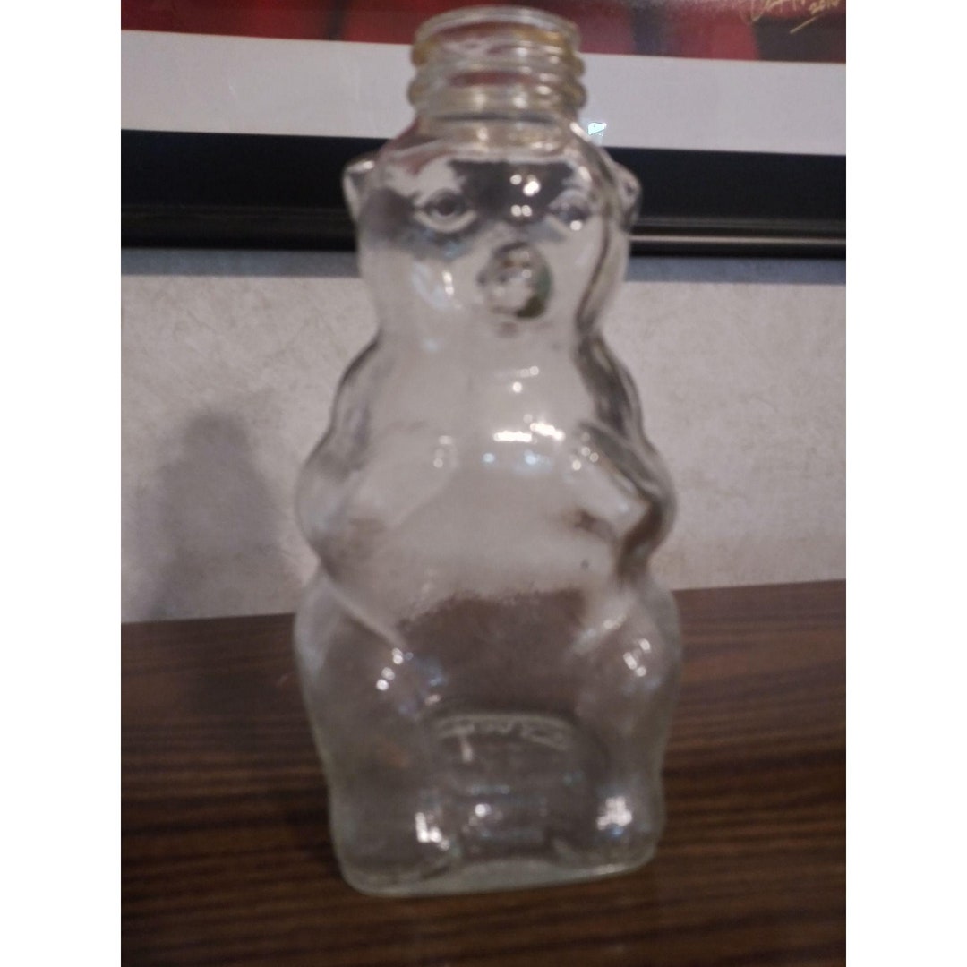 Vintage 1950's Snow Crest Beverages 7" Bear Glass Bottle Syrup Honey ...