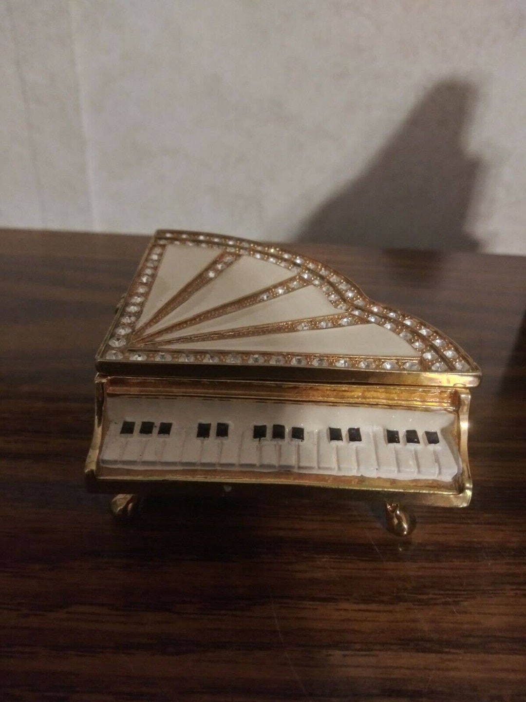RUCINNI Grand Piano Trinket Box Swarovski Crystals Jeweled White Enamel ...