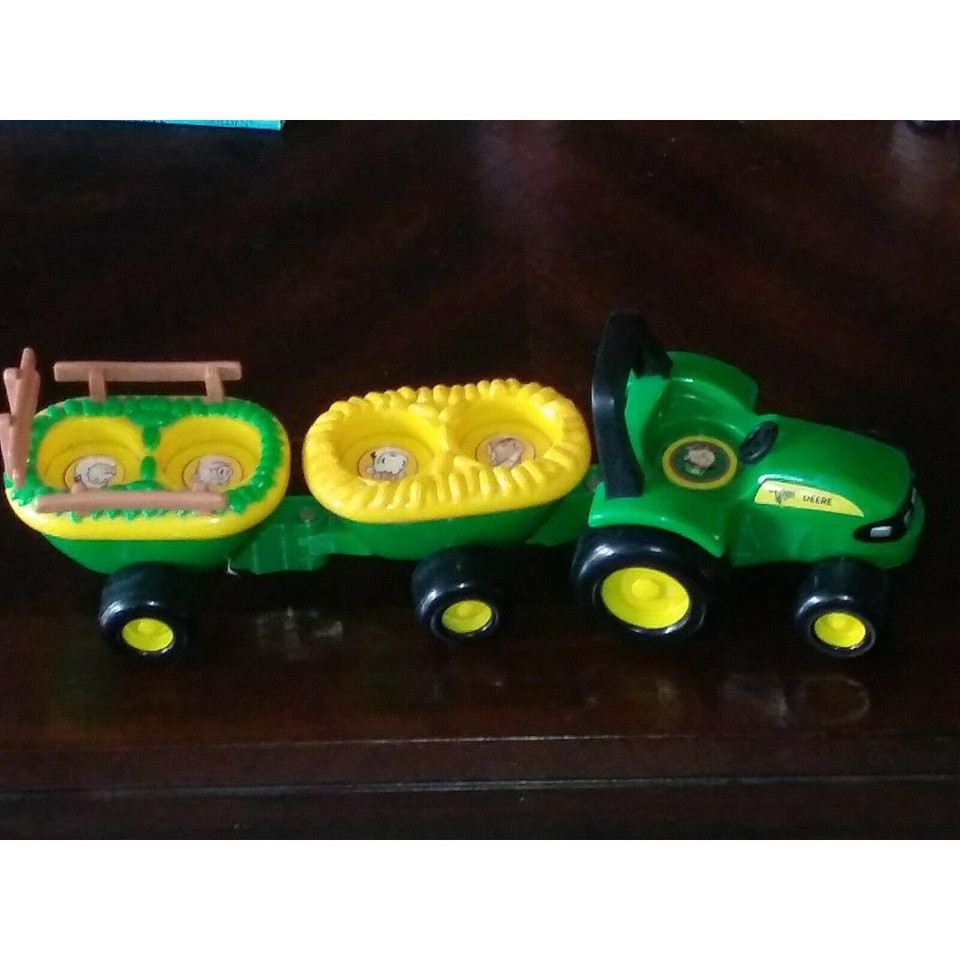 John Deere Old Macdonald Musical Push Tractor With Wagons Works Great ...