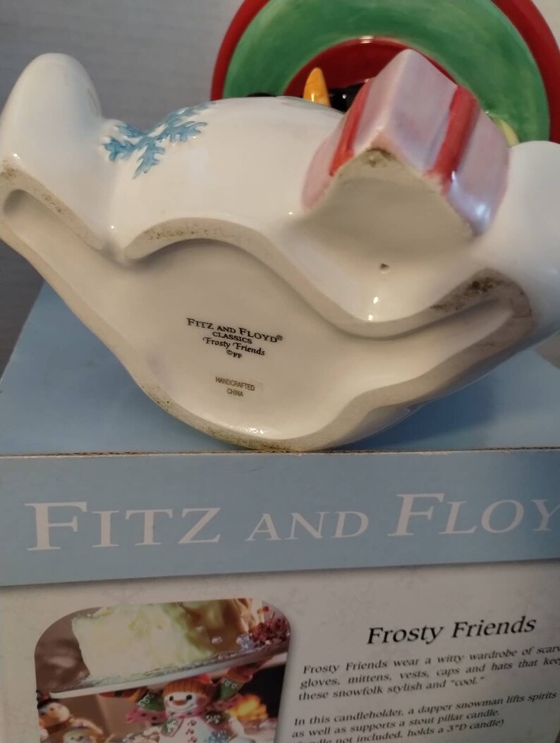Fitz and Floyd Frosty Friends Pedestal Candle Holder Server Centerpiece ...