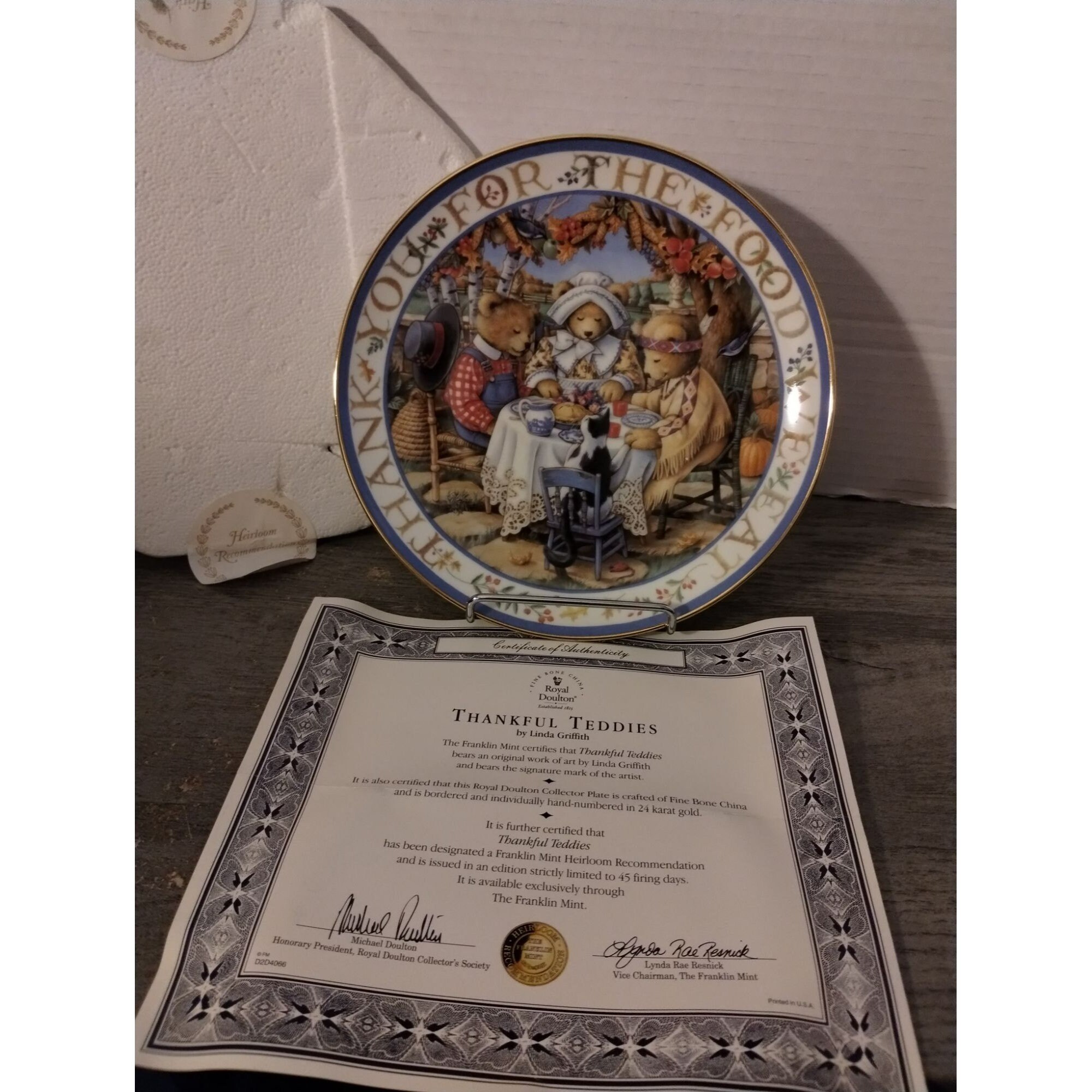 Royal Doulton Fine Bone China Teddy Bear Plate Thankful Teddies Limited ...