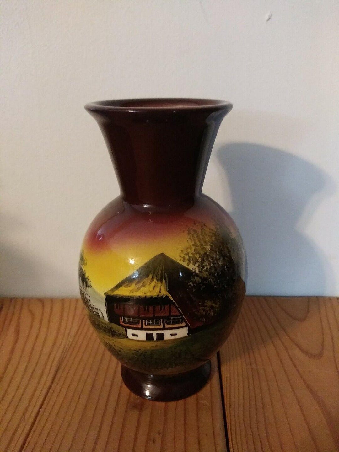 Schwarz-waldhaus Zell Art Pottery Hand Painted Cabin Scene Vase - Etsy
