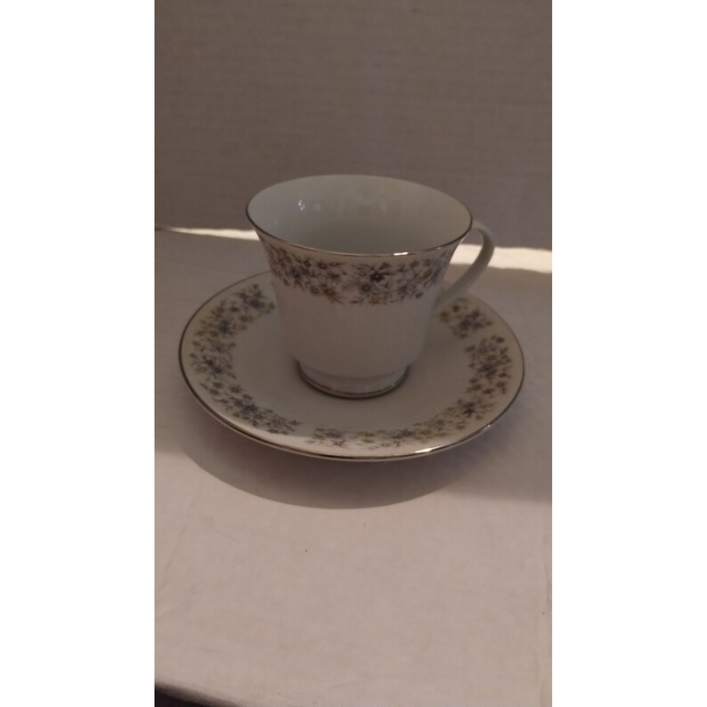 Dynasty Fine China ELEGANCE 1005 Blue Gray Green Flowers Cup & Saucer ...