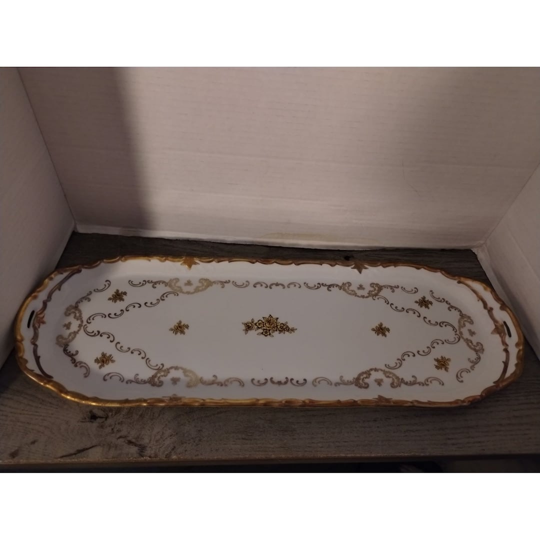 15" Reichenbach Antique Fine Bone China Tray/platter German Democratic ...