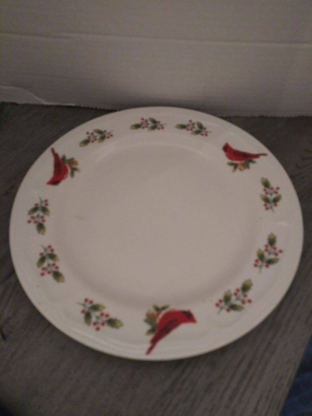 Gibson Red Cardinal and Holly Berries Christmas 10" Dinner Plates - Etsy